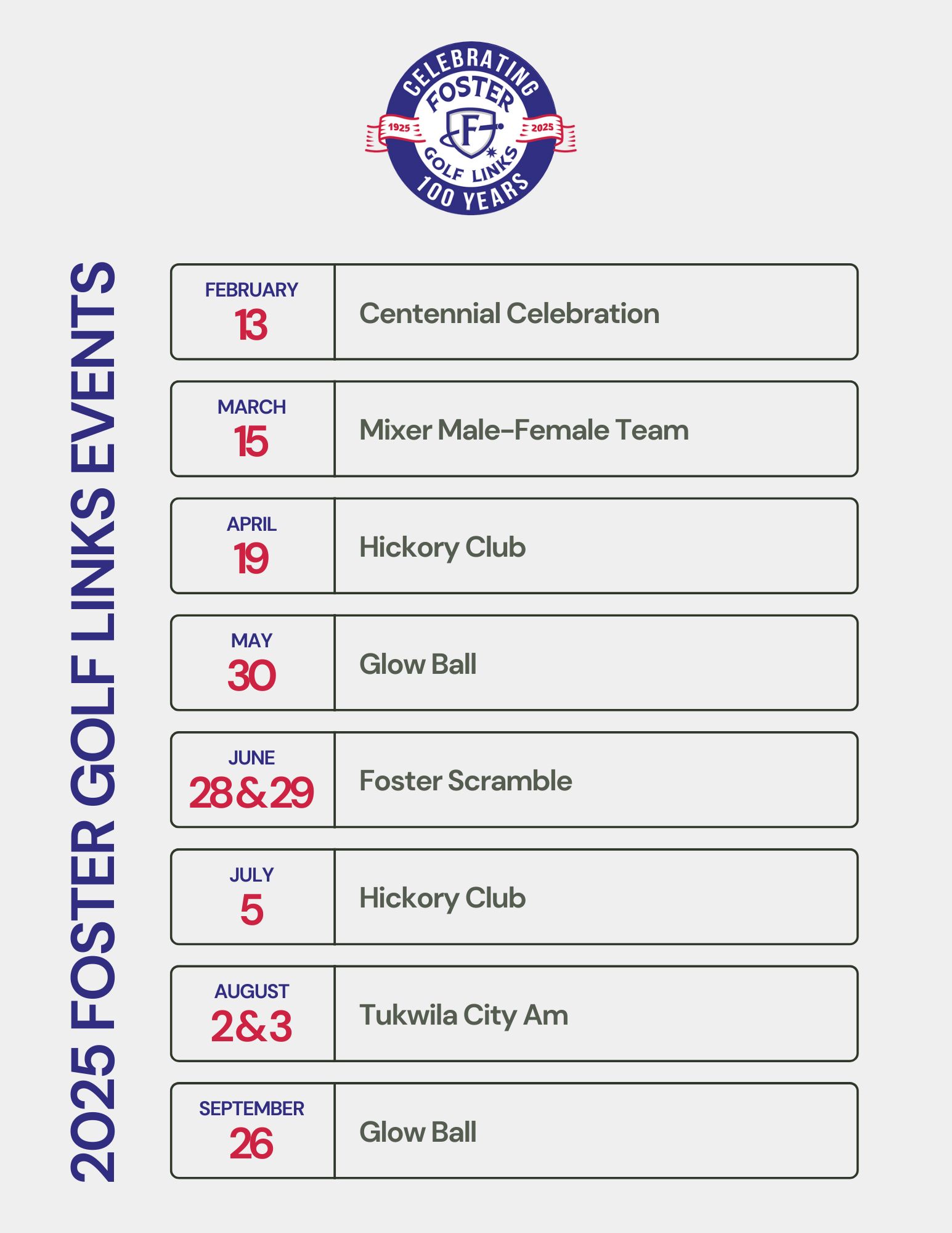 Centennial Event Central - Foster Golf Links